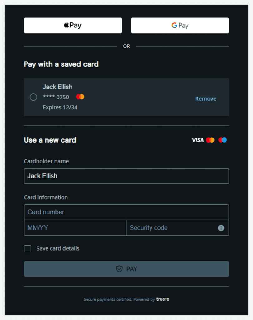 Dark Compact Theme Styling Capabilities | Truevo Developer Documentation