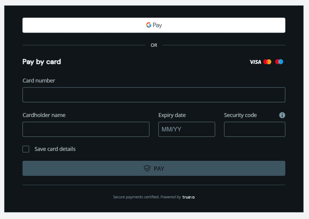 Dark Expanded Theme Styling Capabilities | Truevo Developer Documentation